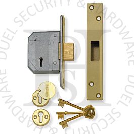 Union 3G114E 67mm BS3621:2007 5 Lever Mortice Deadlock Brass
