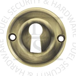 Old English OERKEAB Open Mortise Keyhole Solid Brass Face Fix Round Escutcheon Antique Brass